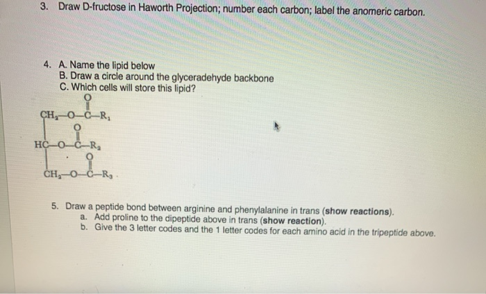 Solved 3. Draw D-fructose in Haworth Projection; number each | Chegg.com