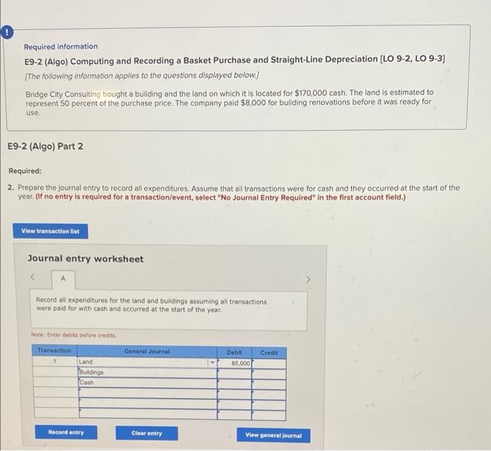 Solved 0 Required information E9-2 (Algo) Computing and | Chegg.com