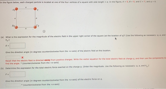 Solved In the figure below, each charged particle is located | Chegg.com