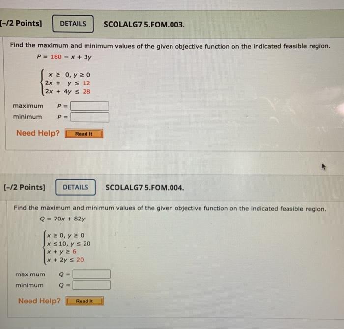 Solved Find The Maximum And Minimum Values Of The Given