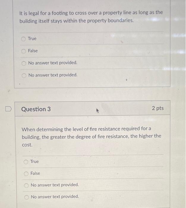 Solved It is legal for a footing to cross over a property | Chegg.com