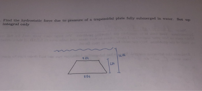 Solved Find the hydrostatic force due to pressure of a | Chegg.com