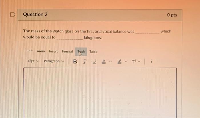 The mass of the watch glass on the first analytical | Chegg.com