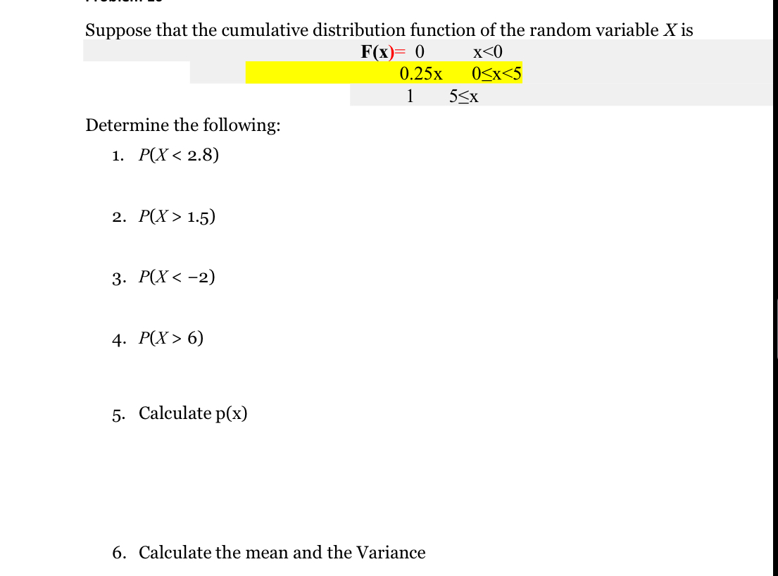 Solved Problem 10Suppose that the cumulative distribution | Chegg.com