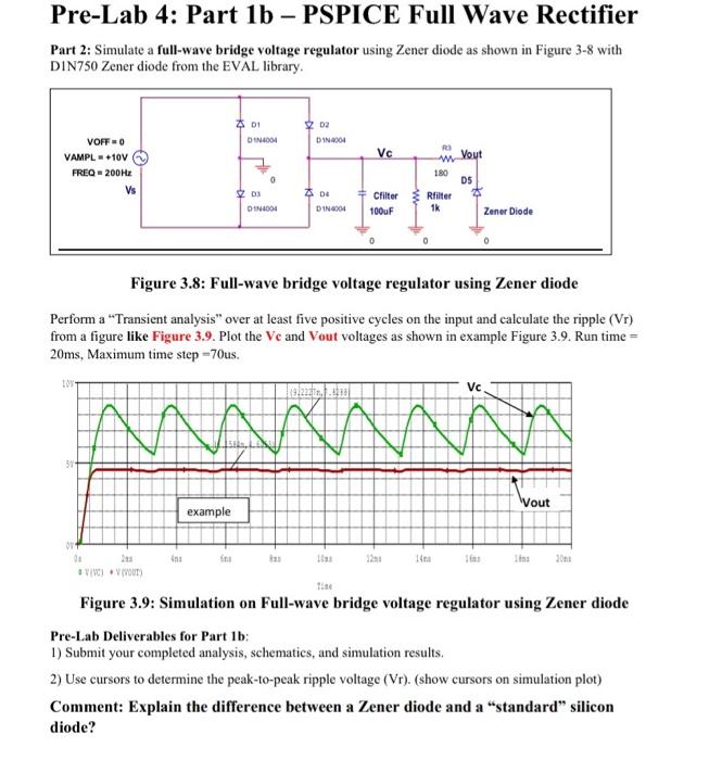 Solved Pre-Lab 4: Part 1b - PSPICE Full Wave Rectifier Part | Chegg.com