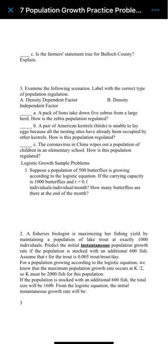 Practice Problems: Population Growth 1. The Resource | Chegg.com