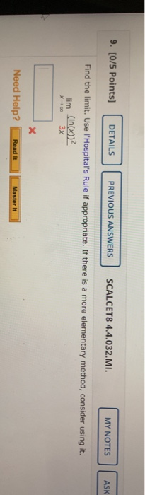 Solved 9. [0/5 Points) DETAILS PREVIOUS ANSWERS SCALCET8 | Chegg.com