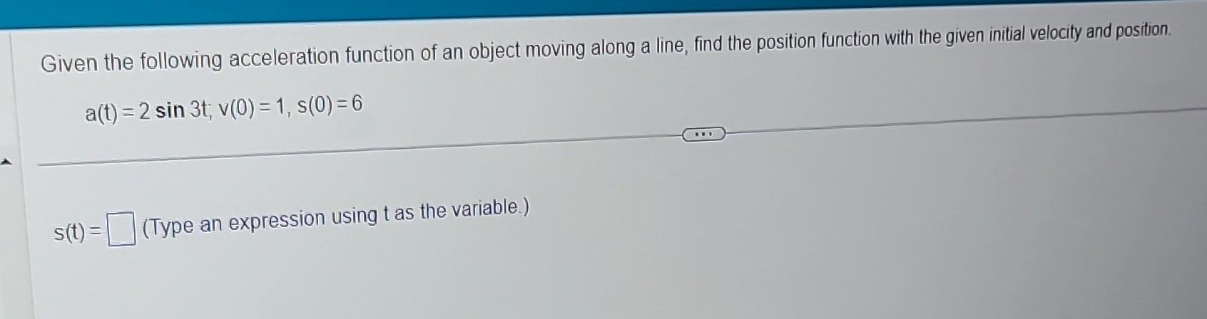 Solved Given The Following Acceleration Function Of An