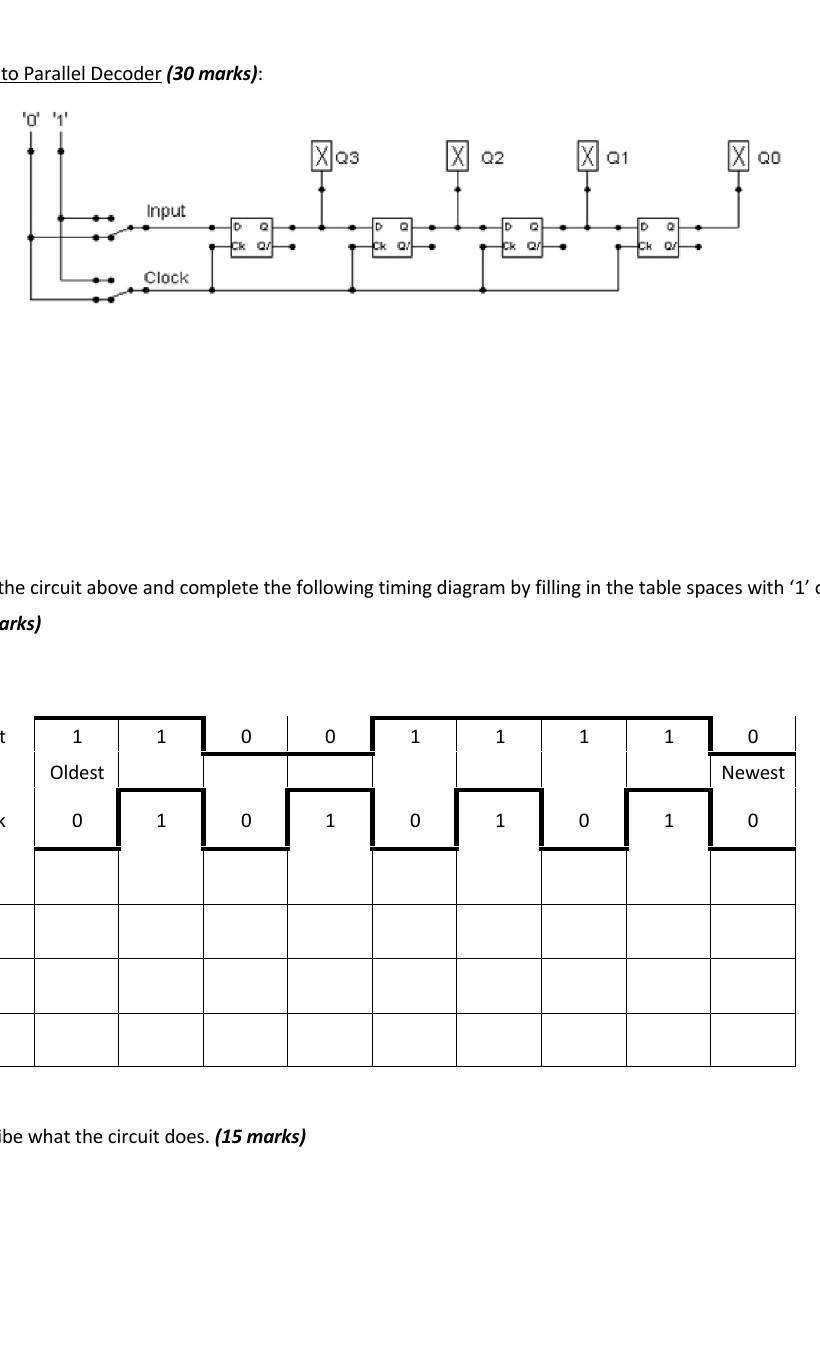 to Parallel Decoder (30 marks): the circuit above and | Chegg.com