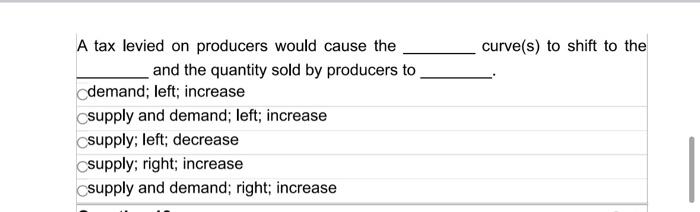 Solved A tax levied on producers would cause the curve(s) to | Chegg.com