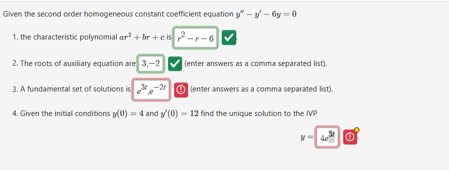 Solved Given the second order homogeneous constant | Chegg.com