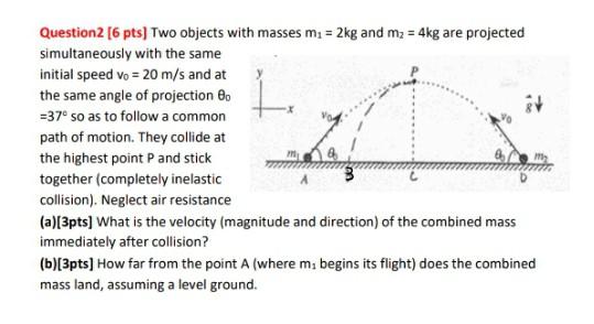 Solved Question2 [6 pts) Two objects with masses m:= 2kg and | Chegg.com