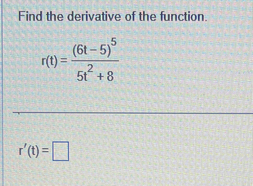 Solved Find the derivative of the | Chegg.com