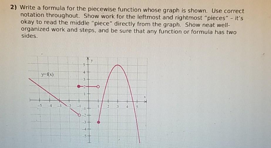 Solved 2) Write a formula for the piecewise function whose | Chegg.com