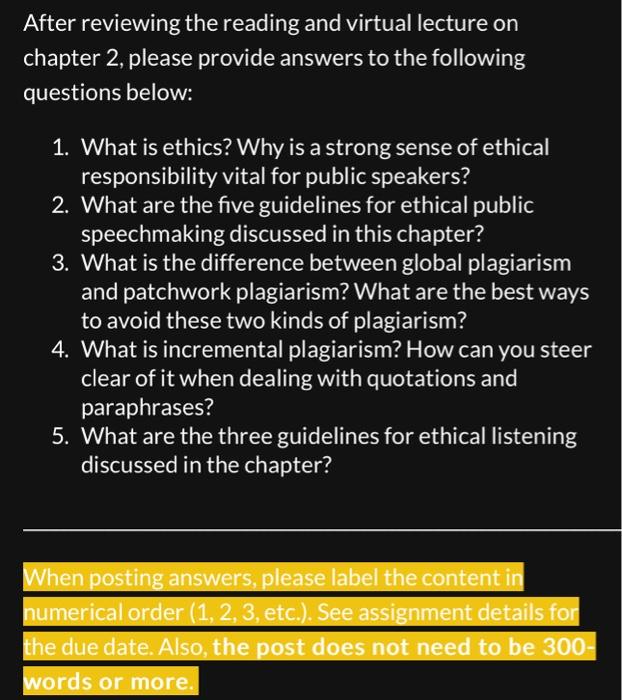 Public speakingAfter reviewing the reading and | Chegg.com