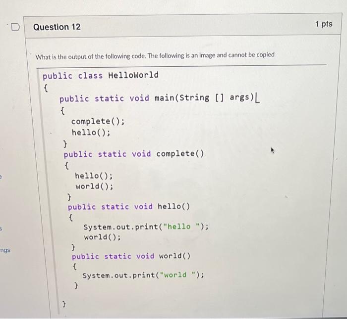 Solved What is the output of the following code. The | Chegg.com