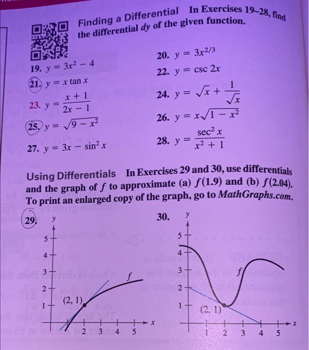 Solved Finding a Differential In Exercises 19-28, find the | Chegg.com