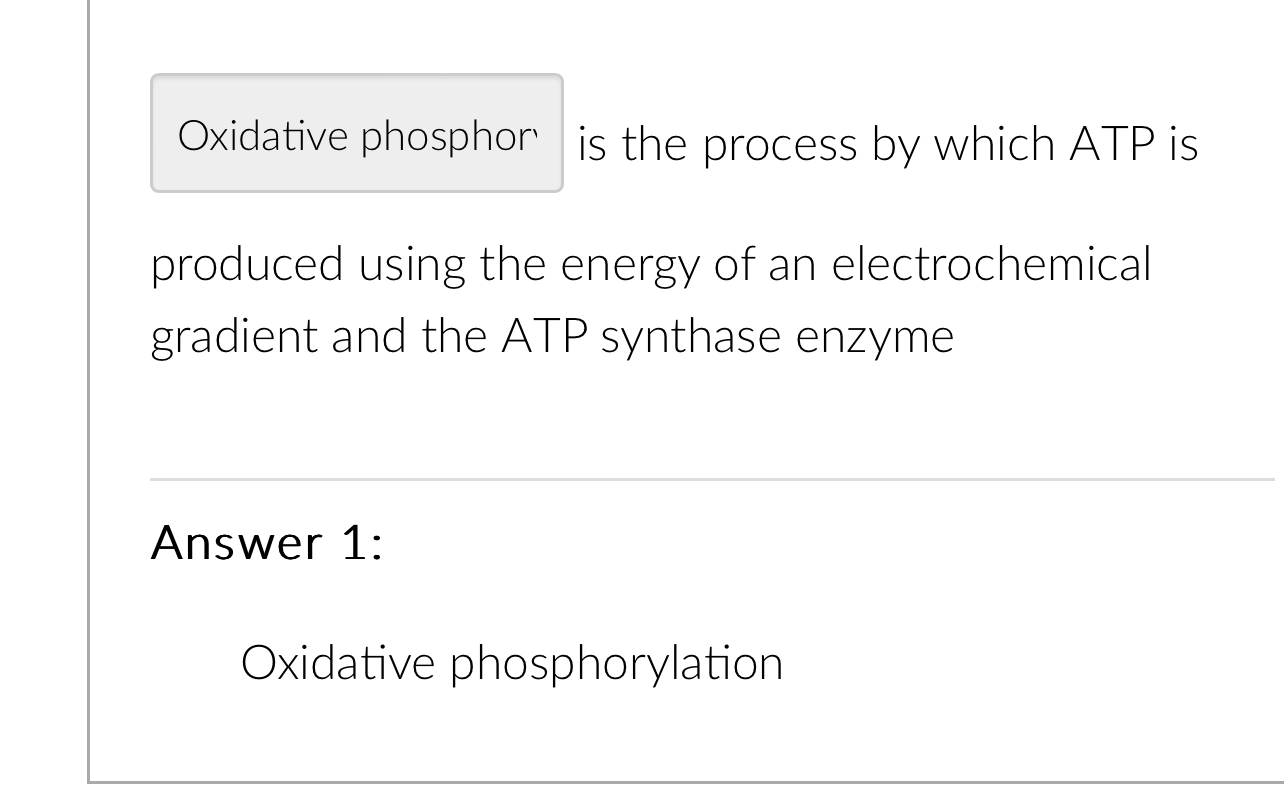 Solved is the process by which ATP isproduced using the | Chegg.com