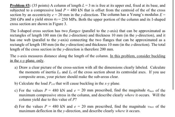 Solved Problem 3 35 Points A Column Of Length L 3 M Is
