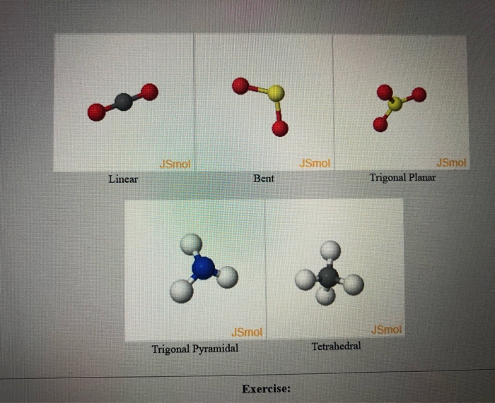 Solved JSmol JSmol JSmol Trigonal Planar Linear Bent JSmol | Chegg.com