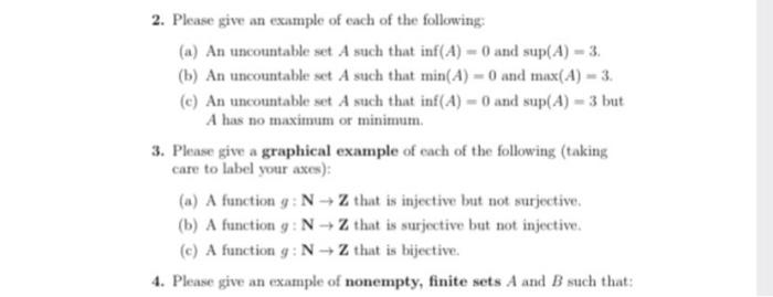 Solved 2. Please give an example of each of the following: | Chegg.com