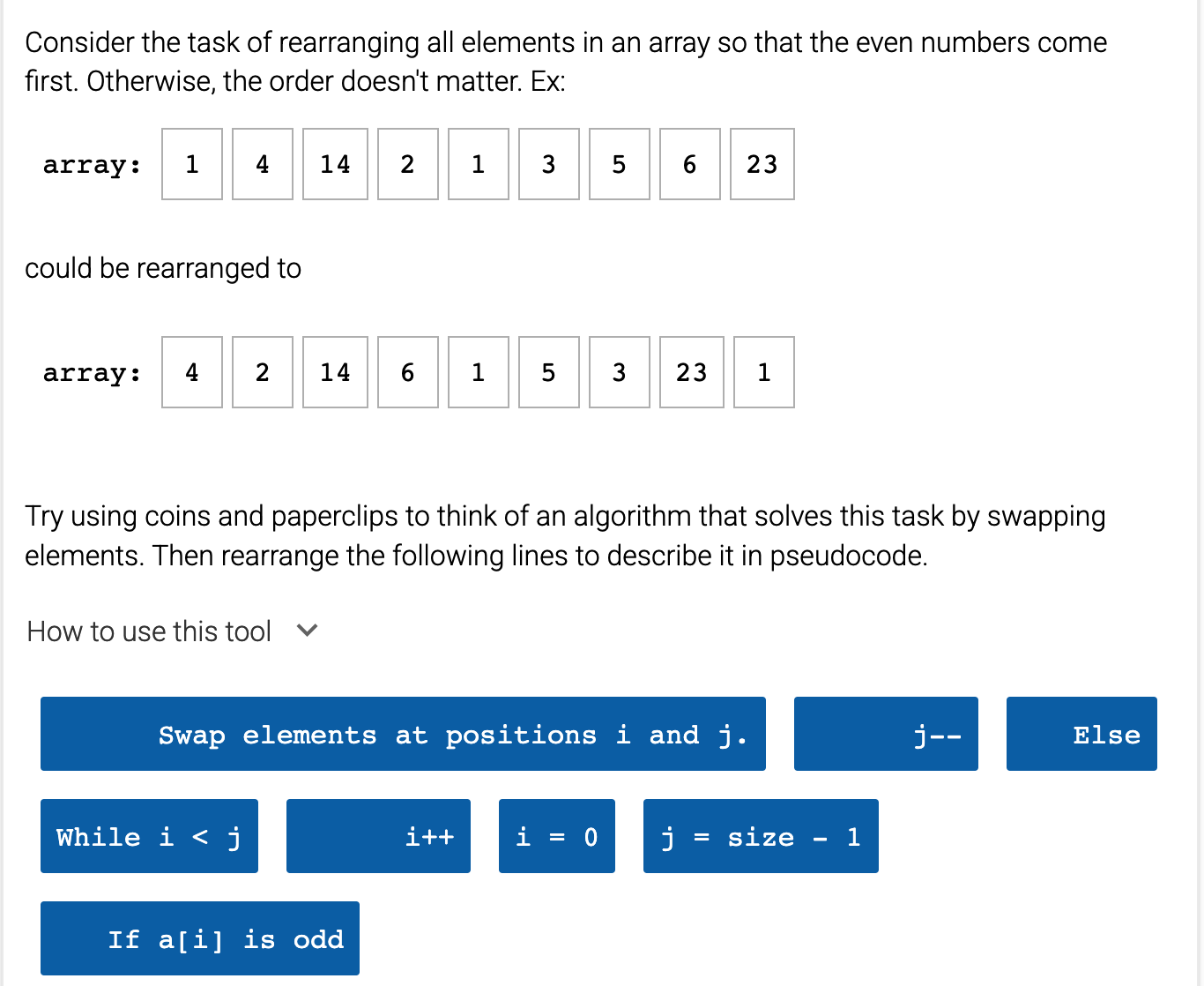 Solved Consider the task of rearranging all elements in an | Chegg.com