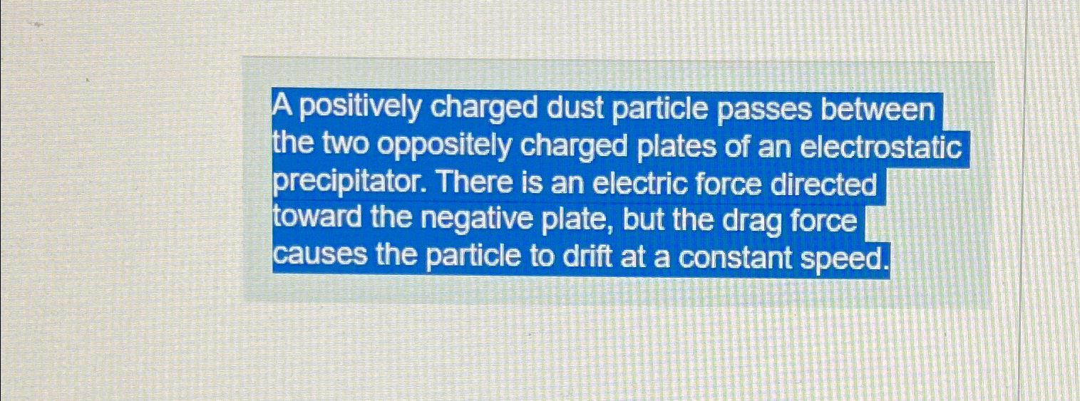 Solved A positively charged dust particle passes between the | Chegg.com