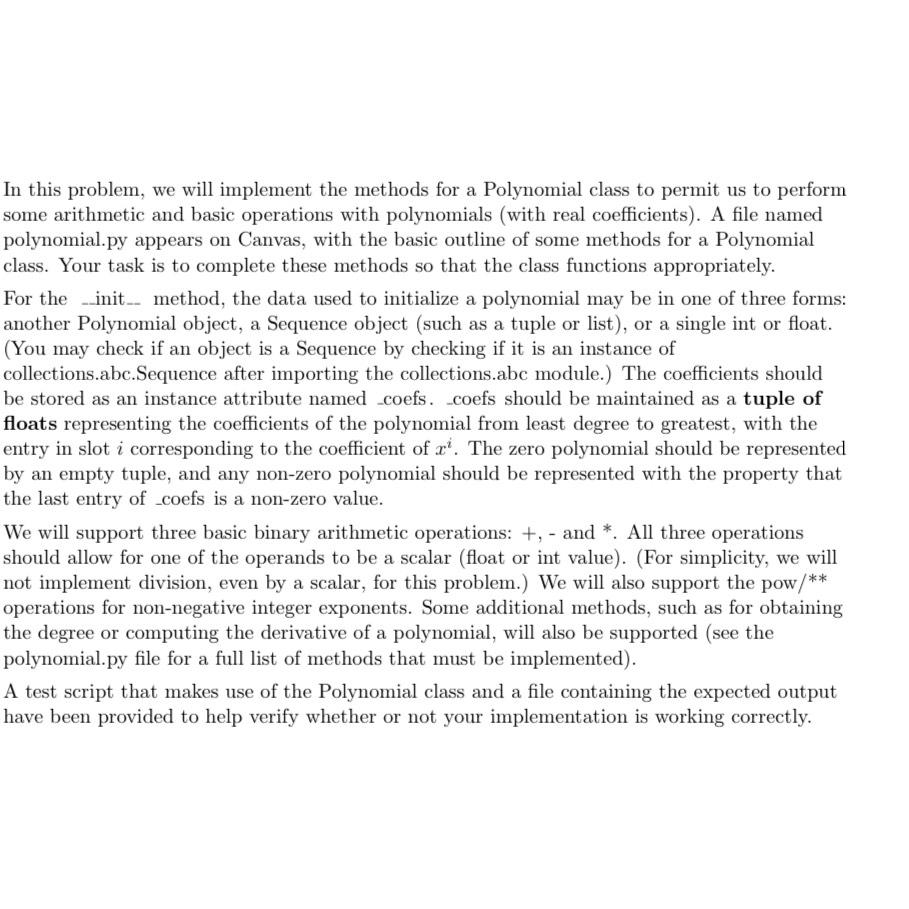 Solved In this problem, we will implement the methods for a | Chegg.com