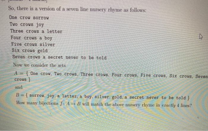 Solved So, there is a version of a seven line nursery rhyme | Chegg.com