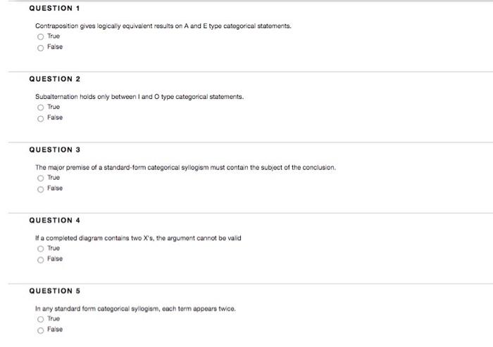Solved QUESTION 1 Contraposition gives logically equivalent | Chegg.com