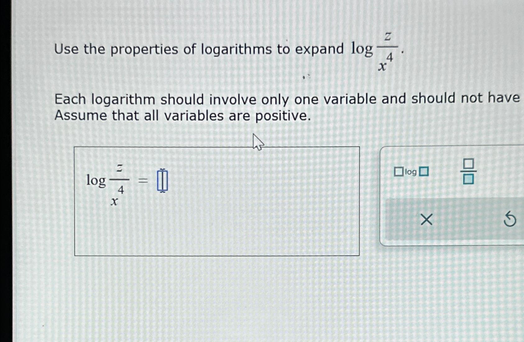 Solved Use the properties of logarithms to expand | Chegg.com