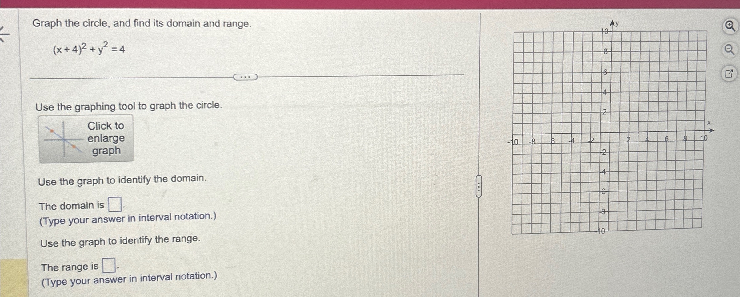 Solved Graph the circle, and find its domain and | Chegg.com
