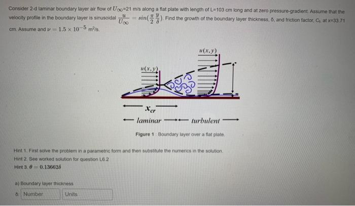 Solved Consider 2-d laminar boundary layer air flow of | Chegg.com