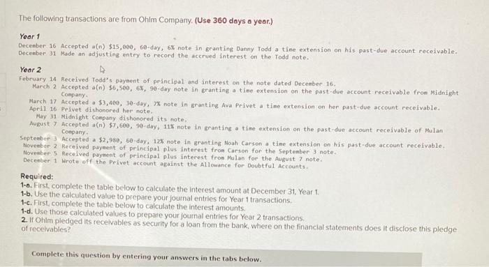 Solved The following transactions are from Ohim Company. | Chegg.com