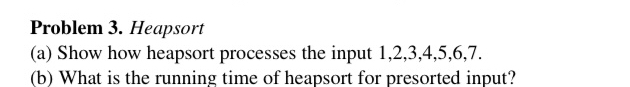 Solved Problem 3. ﻿Heapsort(a) ﻿Show how heapsort processes | Chegg.com
