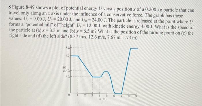 Solved 8 Figure 8-49 shows a plot of potential energy U | Chegg.com