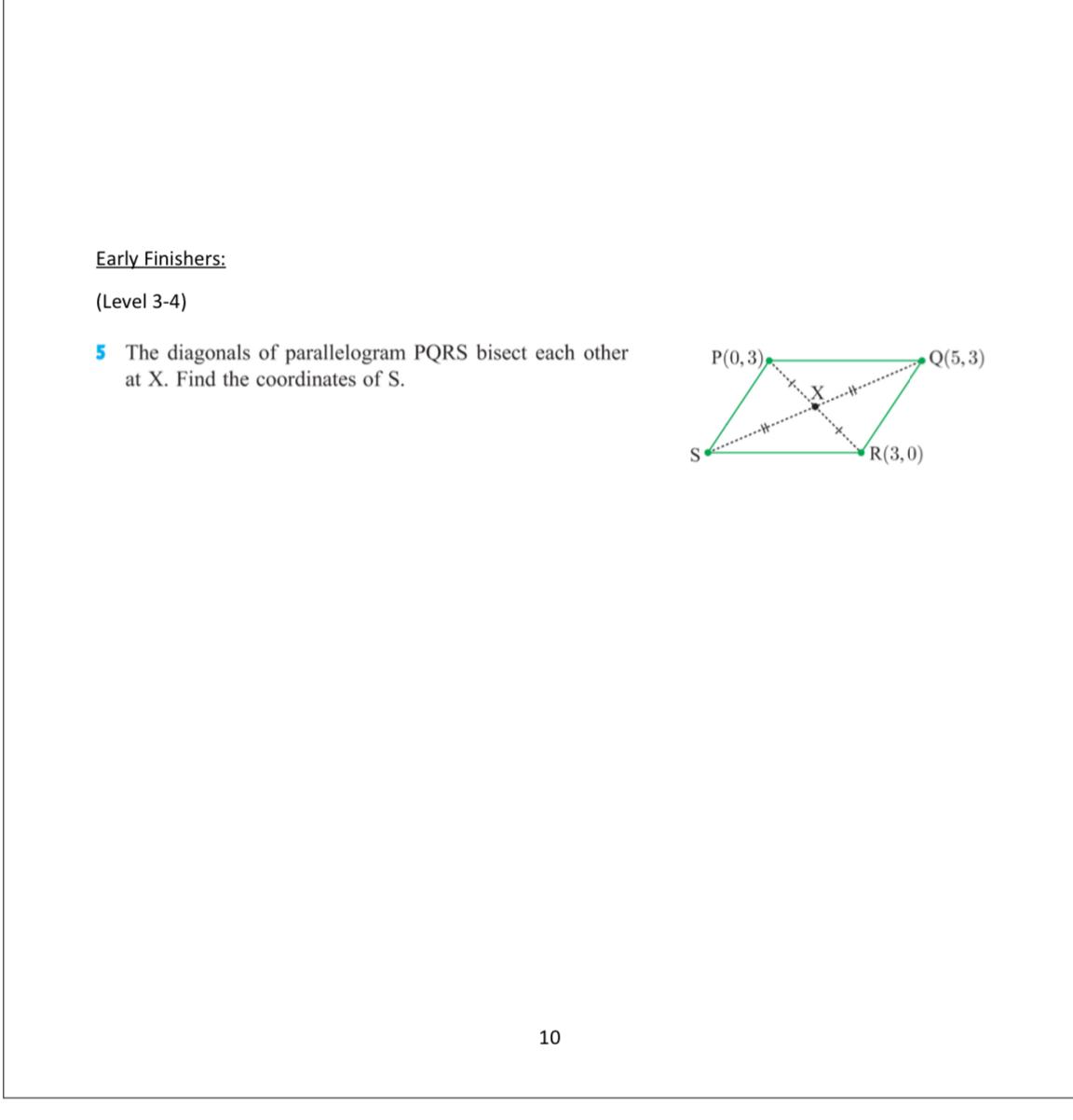 Solved Early Finishers:(Level 3-4)5 ﻿The diagonals of | Chegg.com