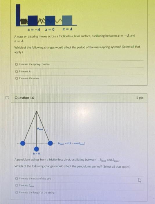 Solved Two Mass-Spring Systems () eeeeee 01 X. 16 -System | Chegg.com