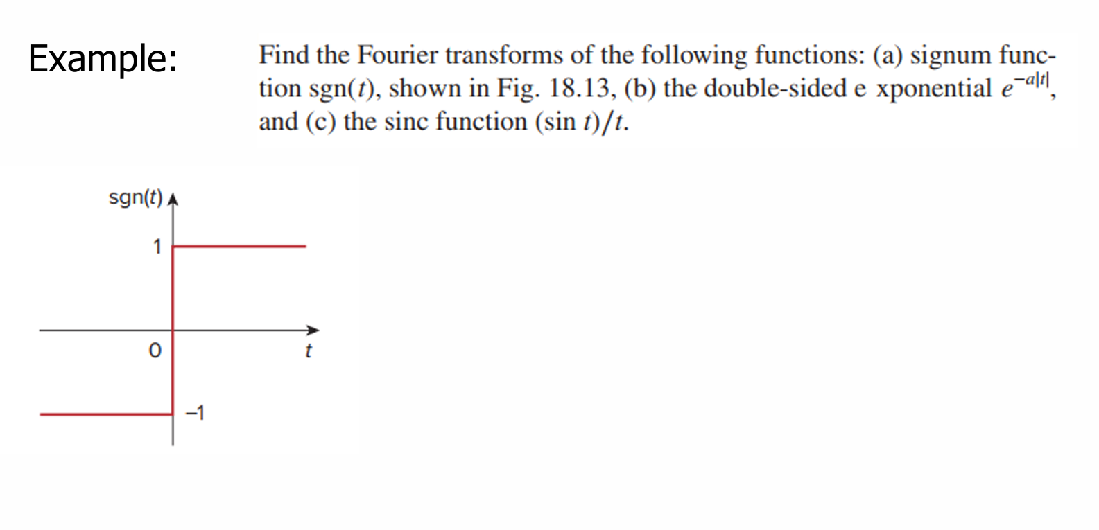 [Solved]: Example: Find the Fourier transforms of the follow