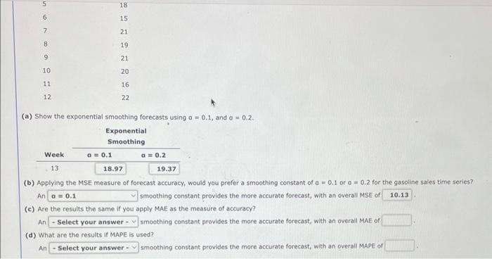 Solved (a) Show the exponential smoothing forecasts using | Chegg.com