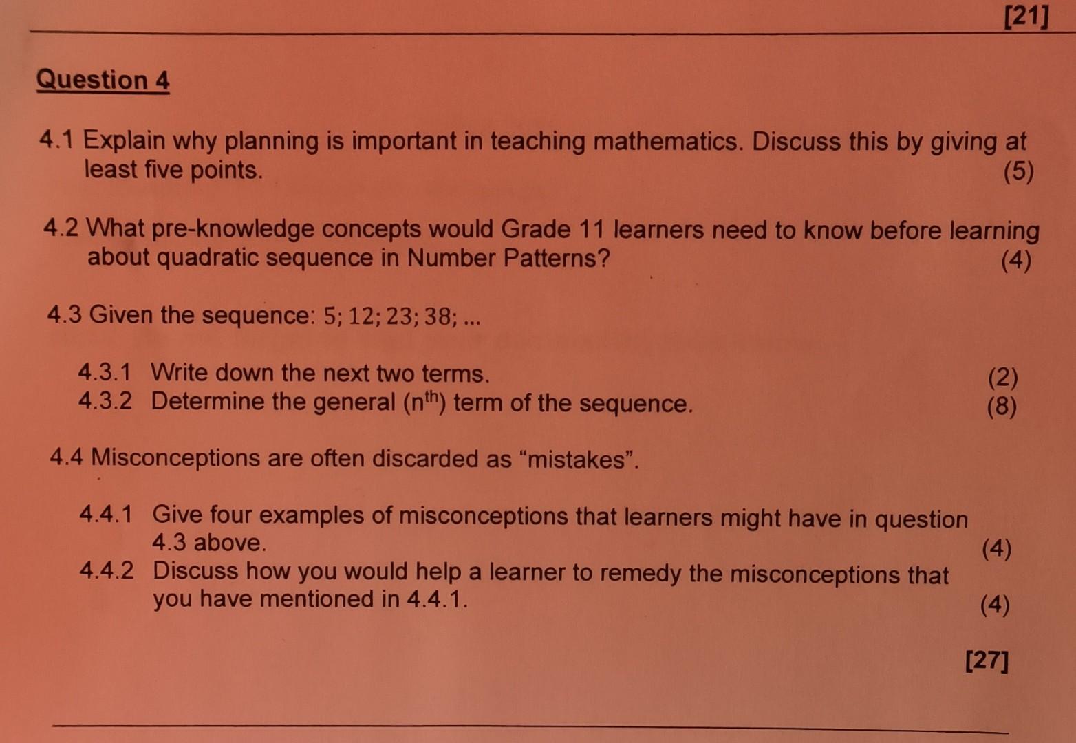 Solved 4.1 Explain why planning is important in teaching | Chegg.com
