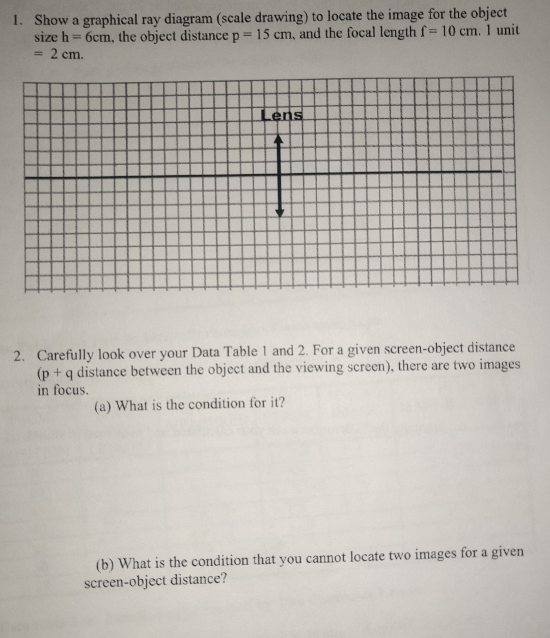 Solved Show a graphical ray diagram (scale drawing) ﻿to | Chegg.com