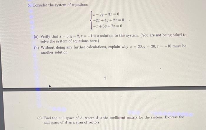 Solved 5. Consider the system of equations | Chegg.com