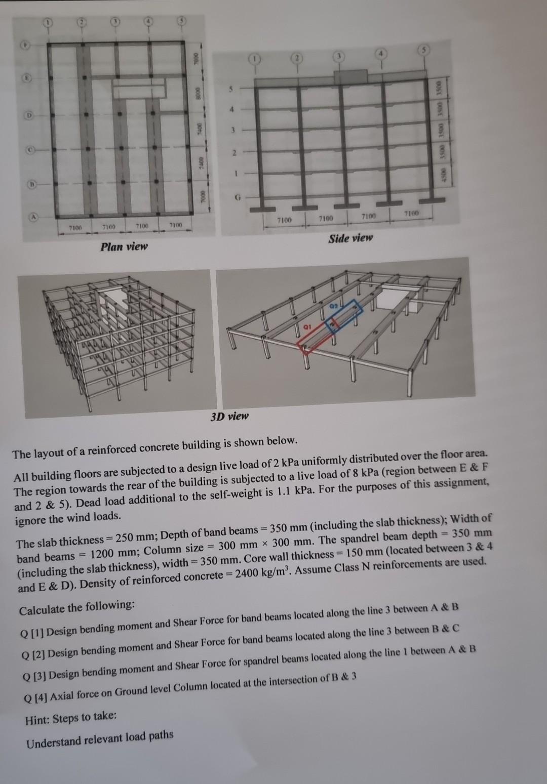 Solved The layout of a reinforced concrete building is shown | Chegg.com