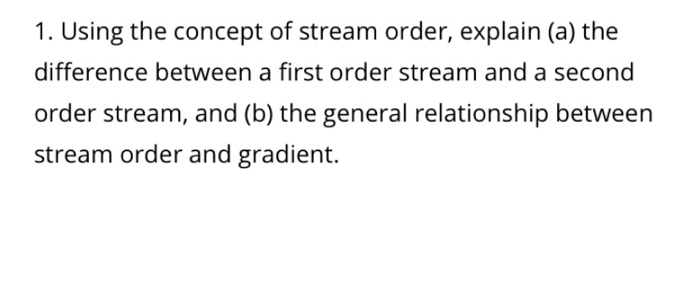 Solved 1. Using the concept of stream order, explain (a) the | Chegg.com