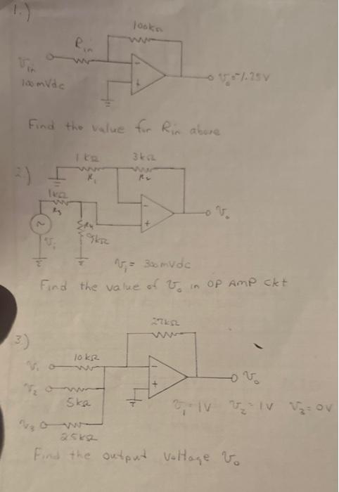 Solved Find the value for Rin abere Find the value of v0 in | Chegg.com