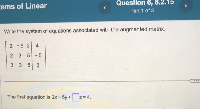 Solved Write The System Of Equations Associated With The