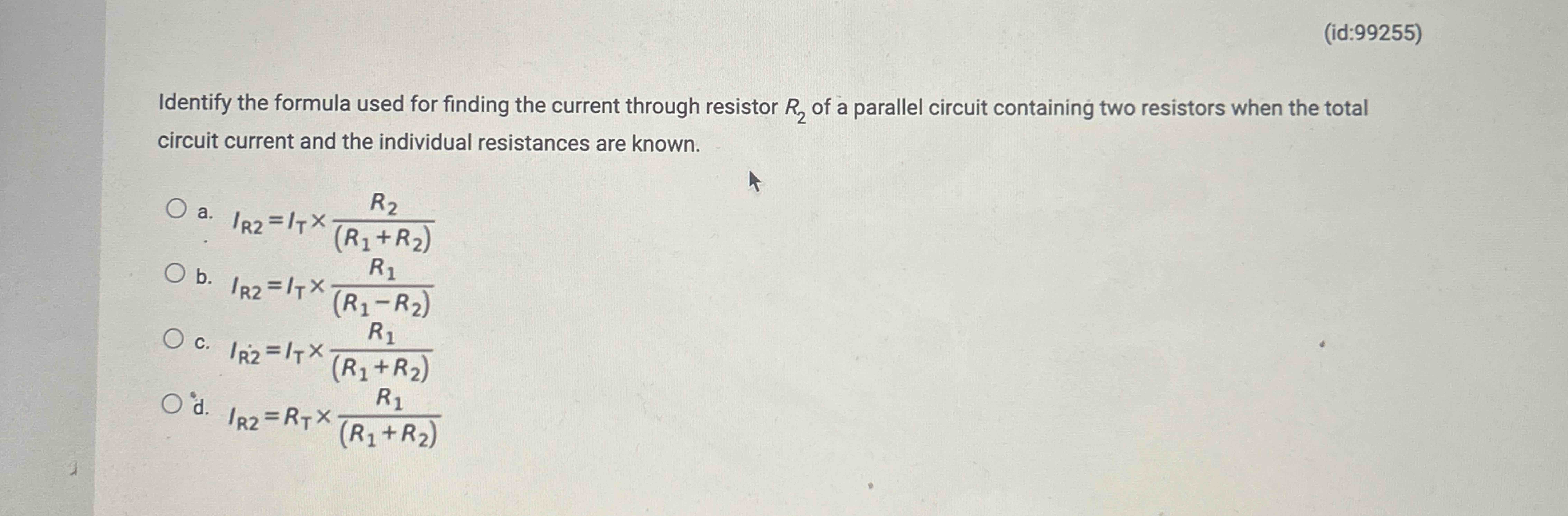 Solved Identify the formula used for finding the current | Chegg.com