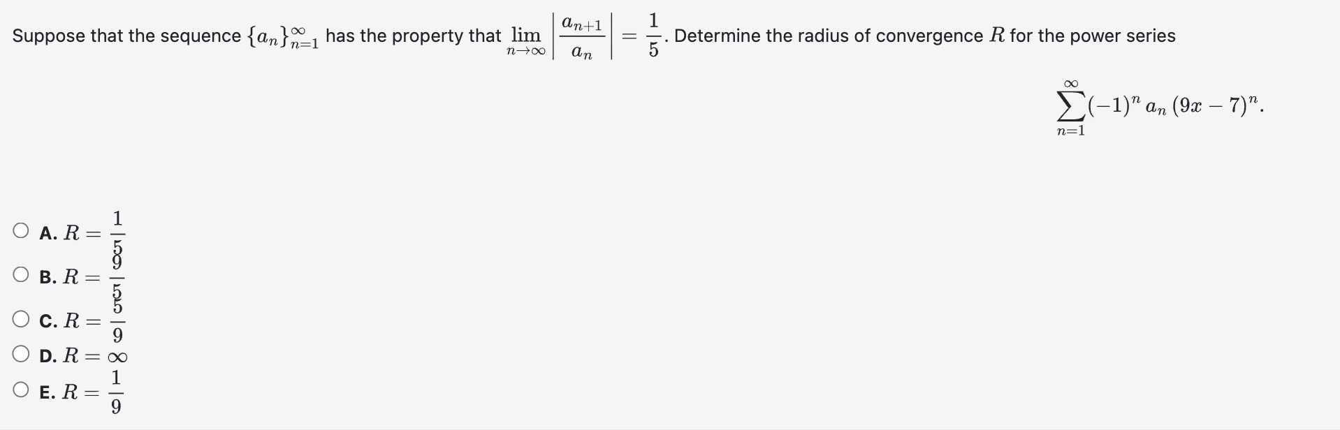 Solved Suppose that the sequence {an}n=1∞ ﻿has the property | Chegg.com