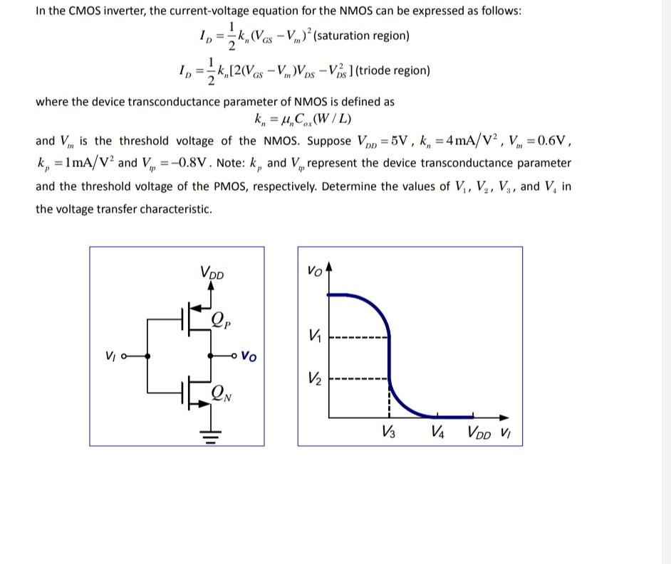 Solved ID=21kn(VGS−Vtn)2 (saturation region) | Chegg.com
